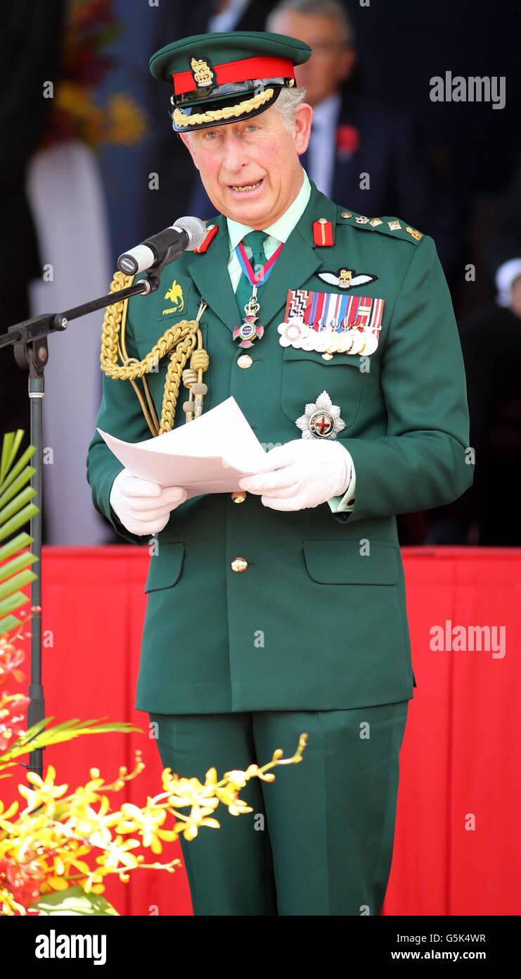 The Prince of Wales makes a speech during a visit to The Sir John Guise ...