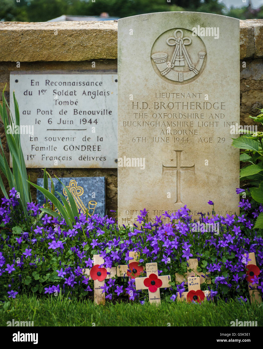 Ranville, Normandy France – The grave of Lieutenant Brotheridge, the ...