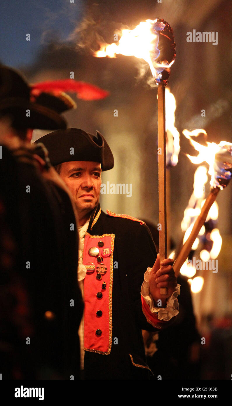 Lewes Bonfire Society's parade through Lewes, in East Sussex, as part ...