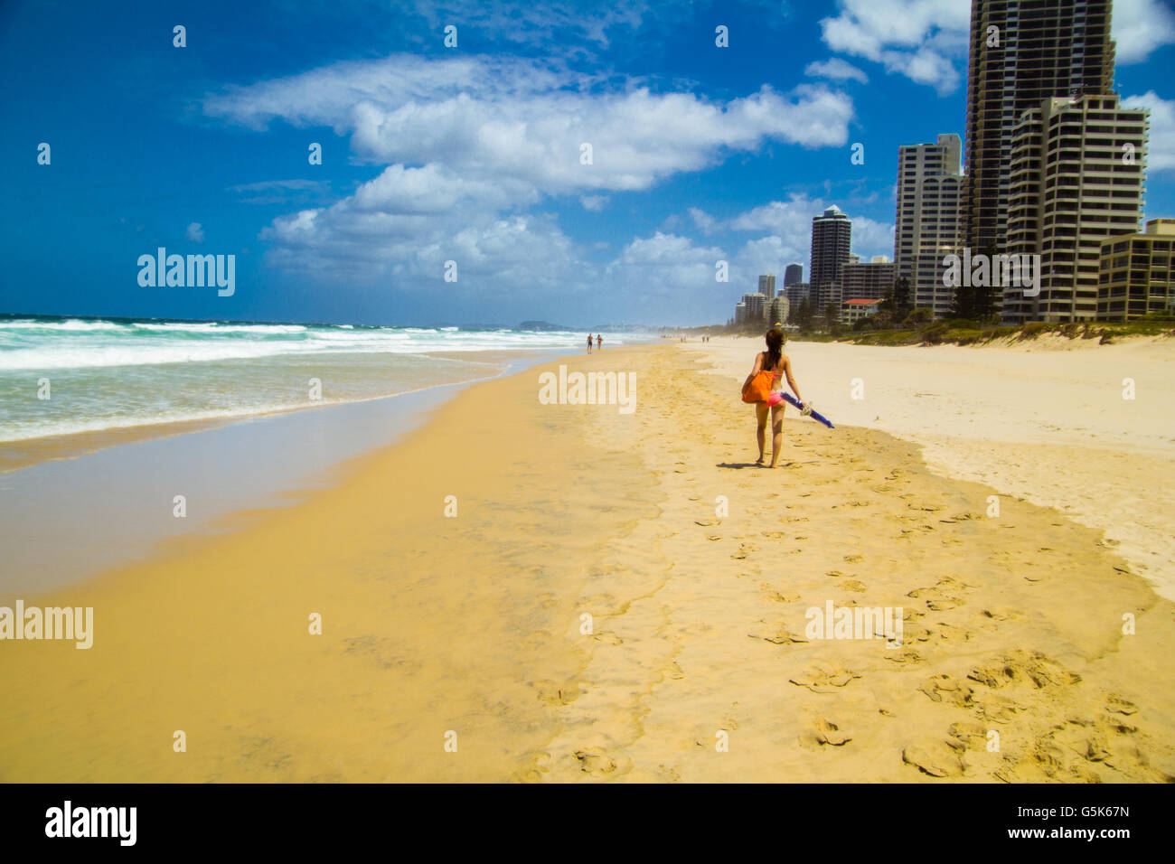 Alone on the Beach; Surfers Paradise Stock Photo - Alamy