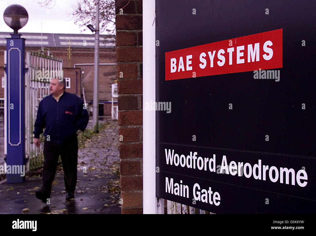 The sign for the BAE Systems factory in Woodford, Manchester. The ...