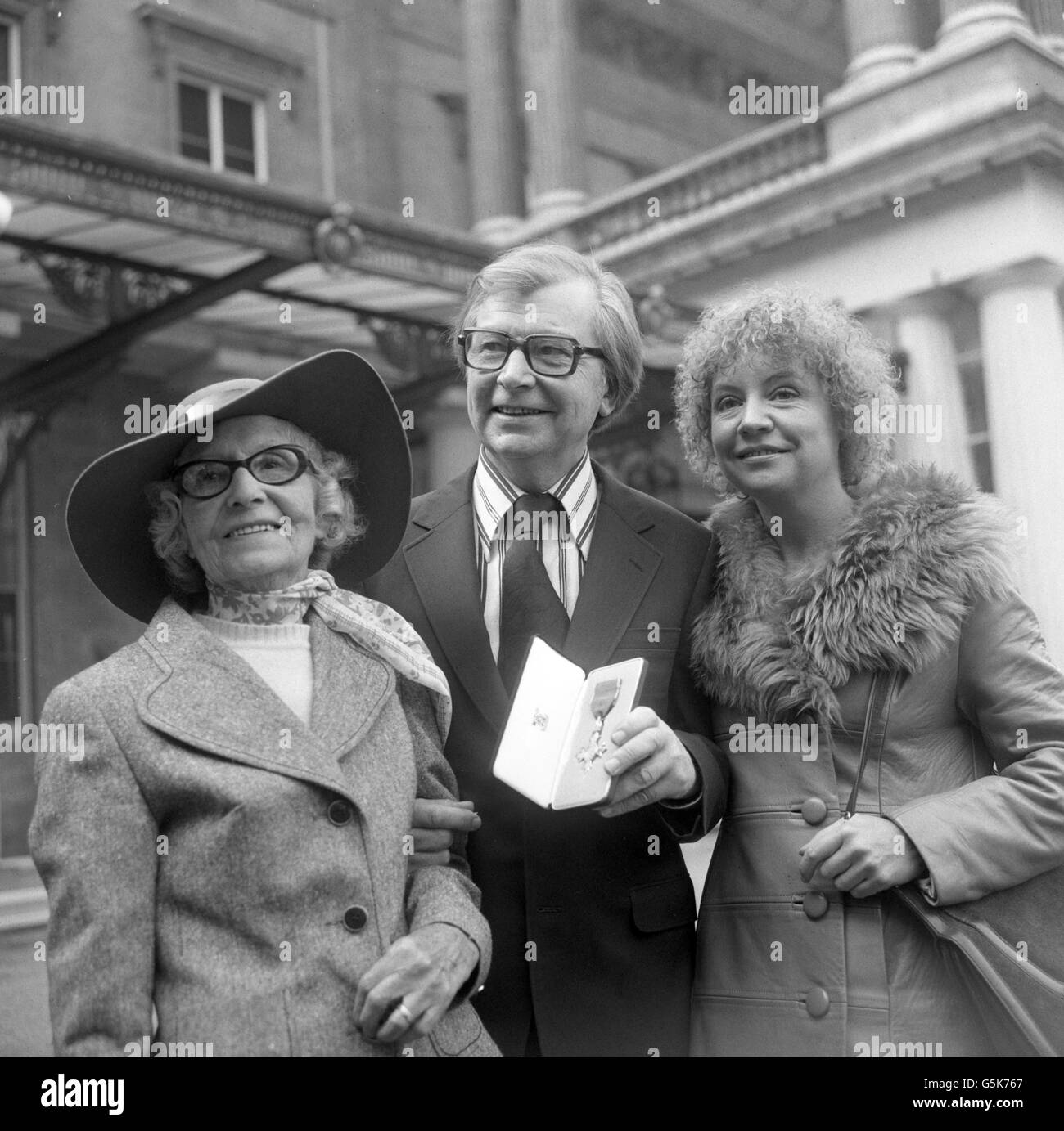 Actor Clive Dunn with his mother Connie, 86, and wife Priscilla, after ...