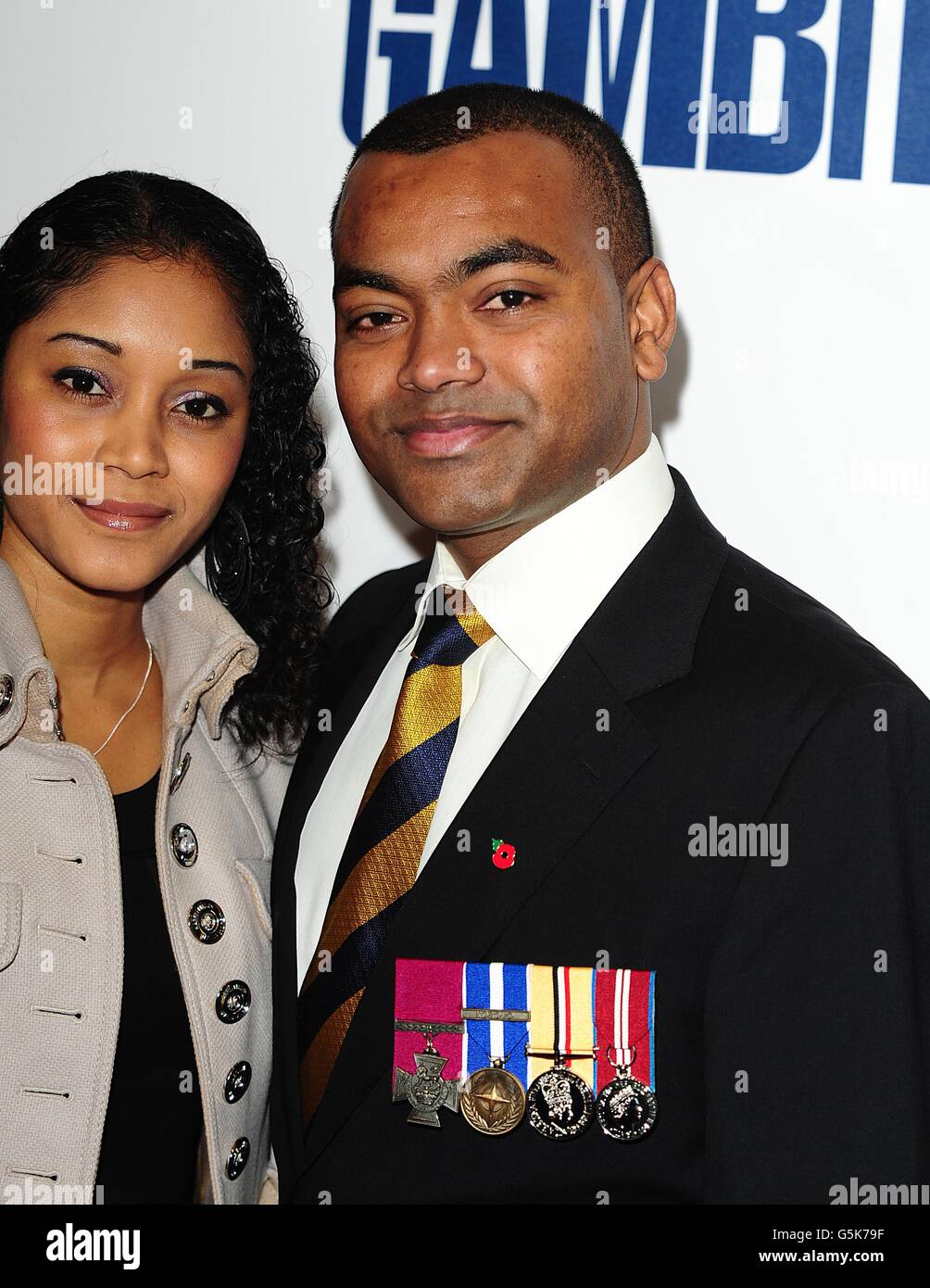 Corporal Johnson Gideon Beharry VC arriving for the premiere of Gambit ...