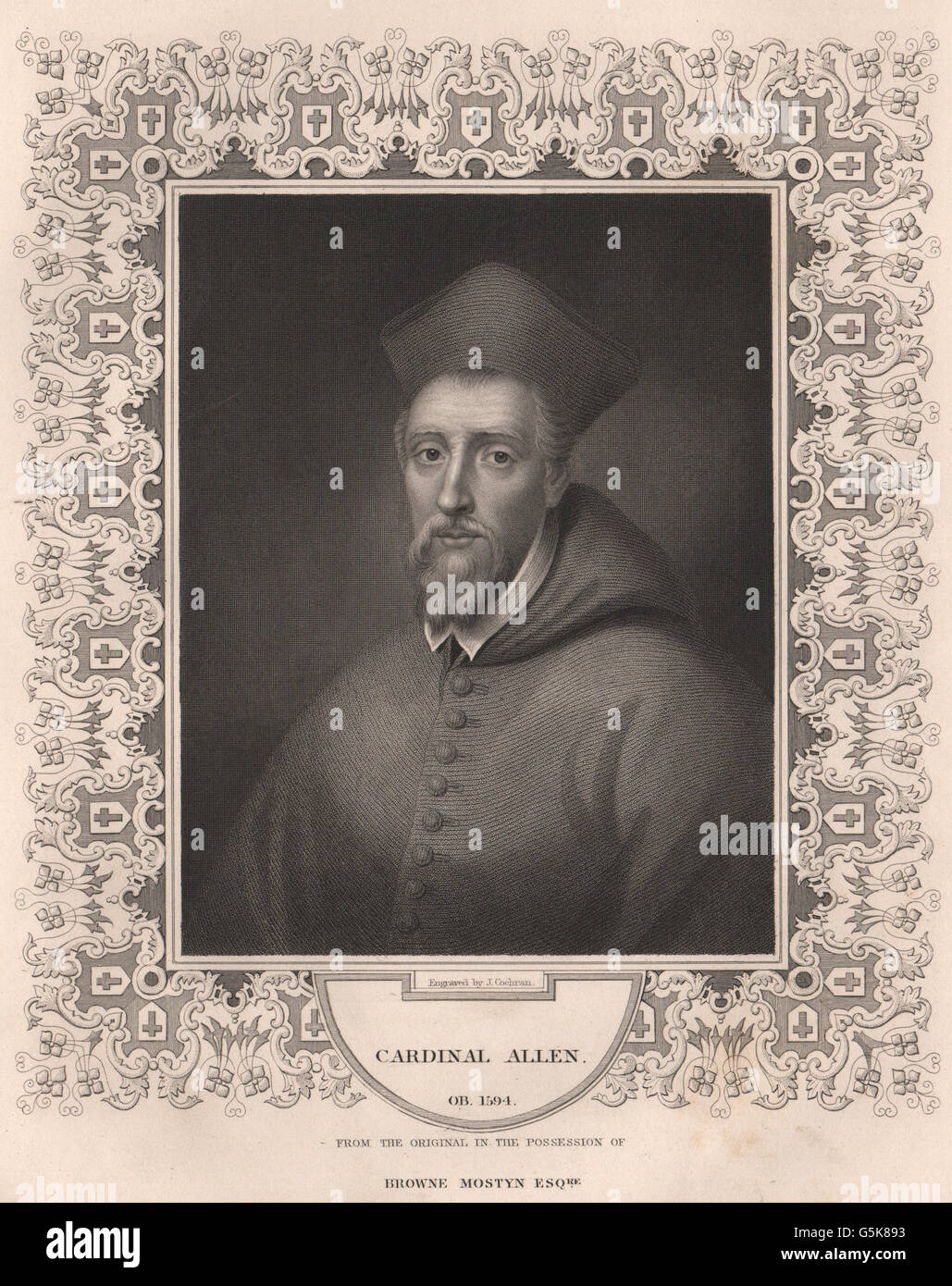 BRITISH HISTORY: Cardinal Allen. TALLIS, antique print 1853 Stock Photo ...