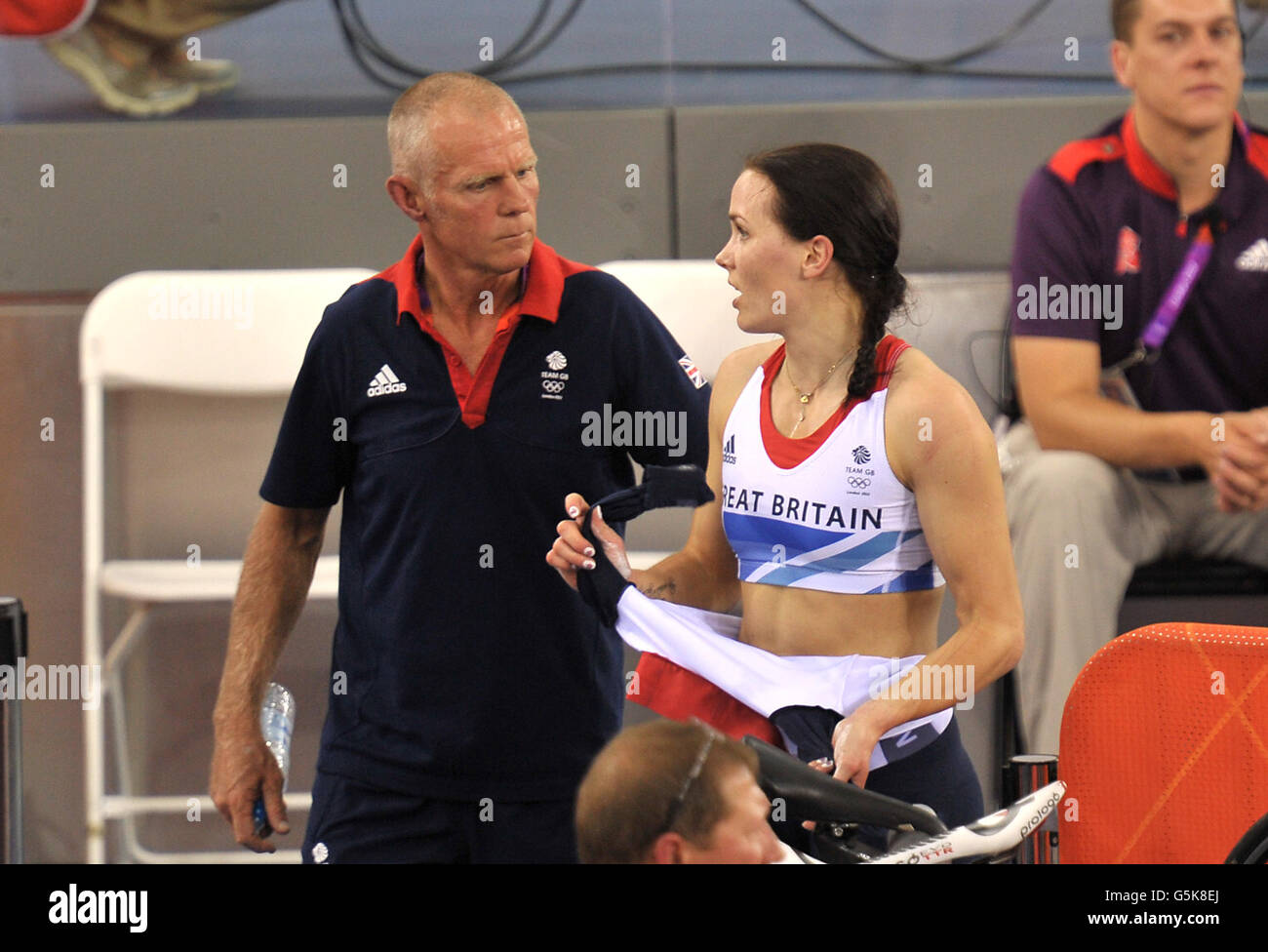 Coach Shane Sutton (l) with Great Britain's Victoria Pendleton after ...