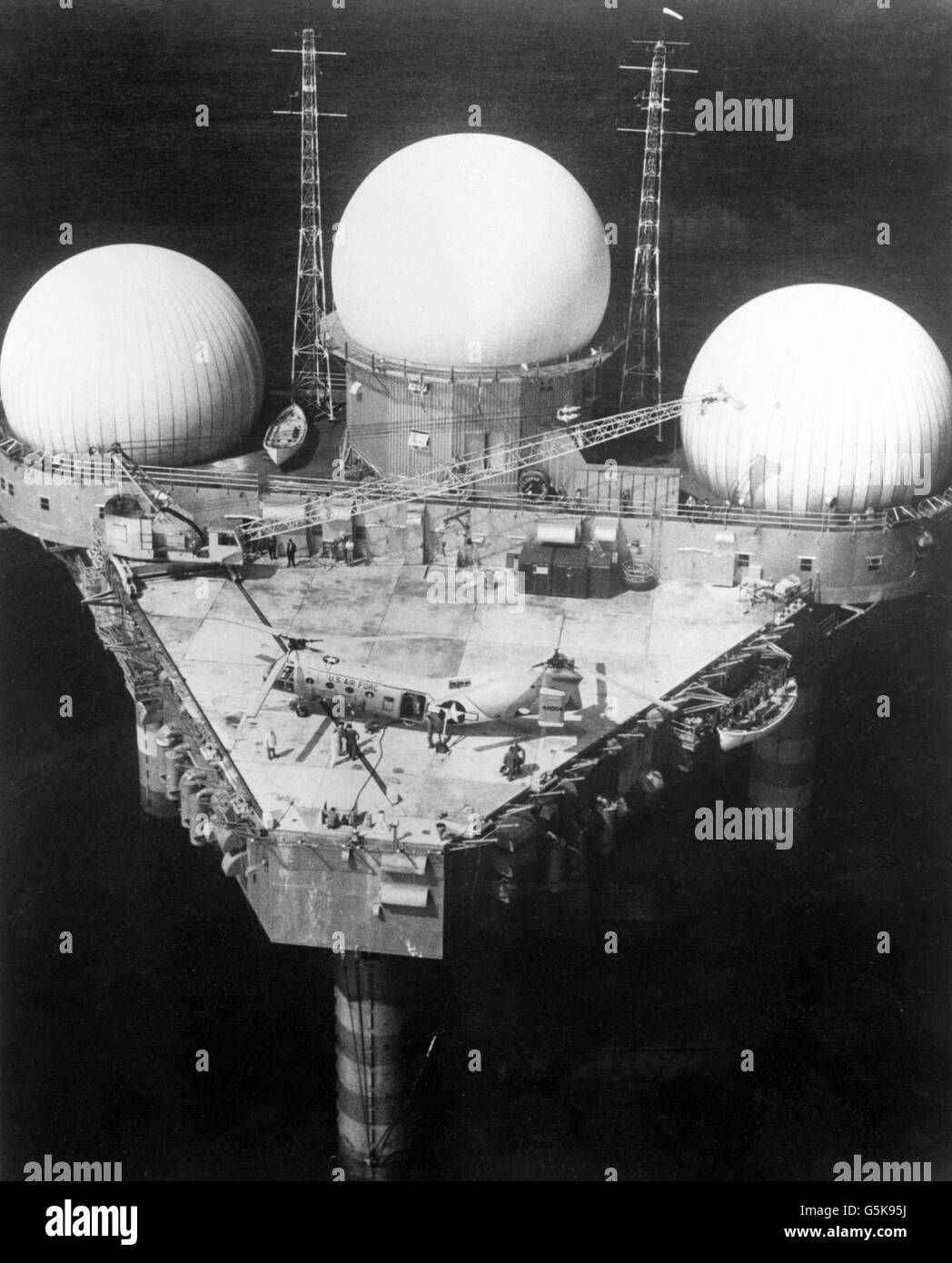 A view of a Texas Tower - one of the structures positioned along the ...