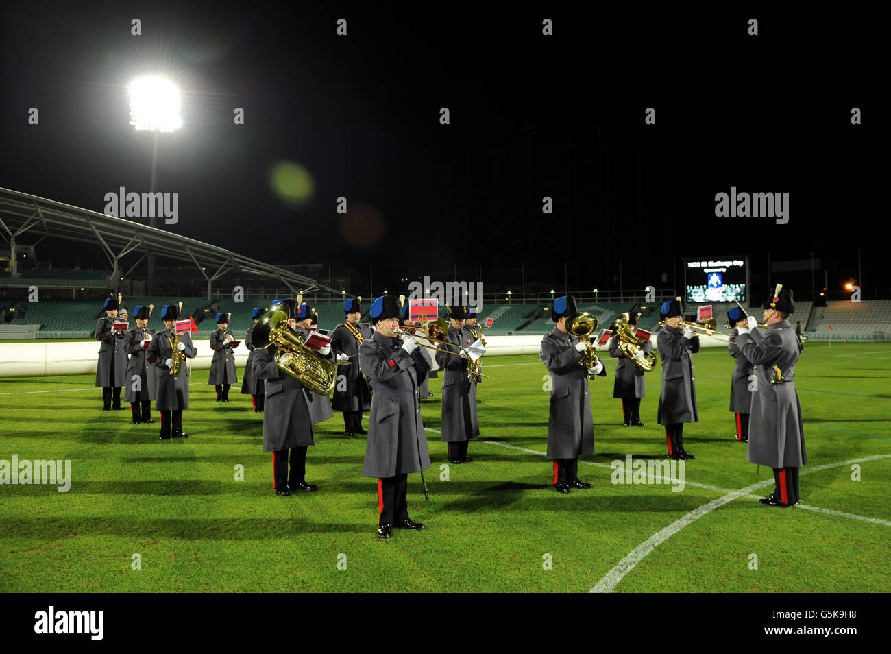 A marching band plays at the Kia Oval ahead of the FA Cup Final Rematch ...
