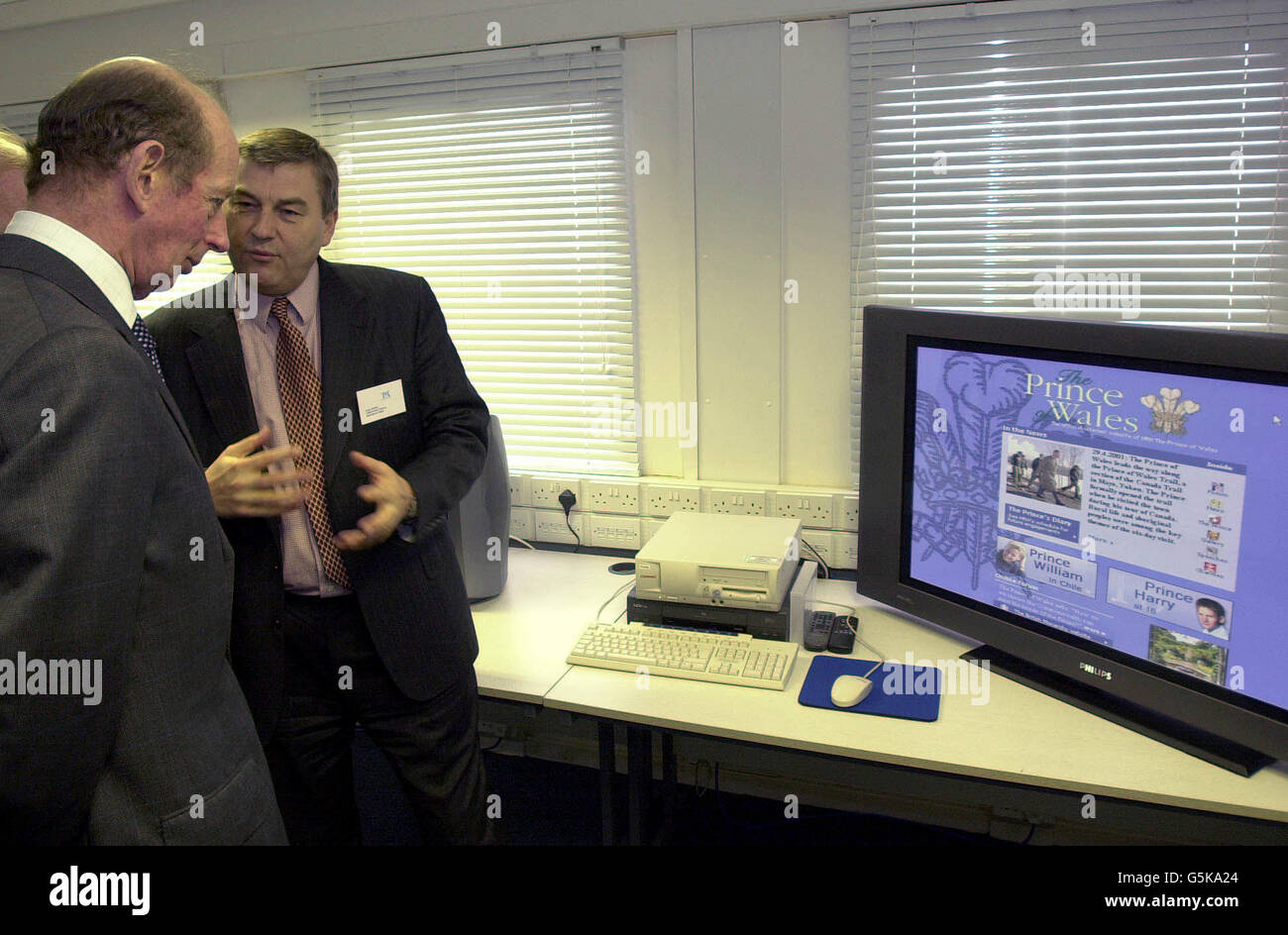 The Duke of Kent(left) is shown the Prince of Wales website by Paul ...