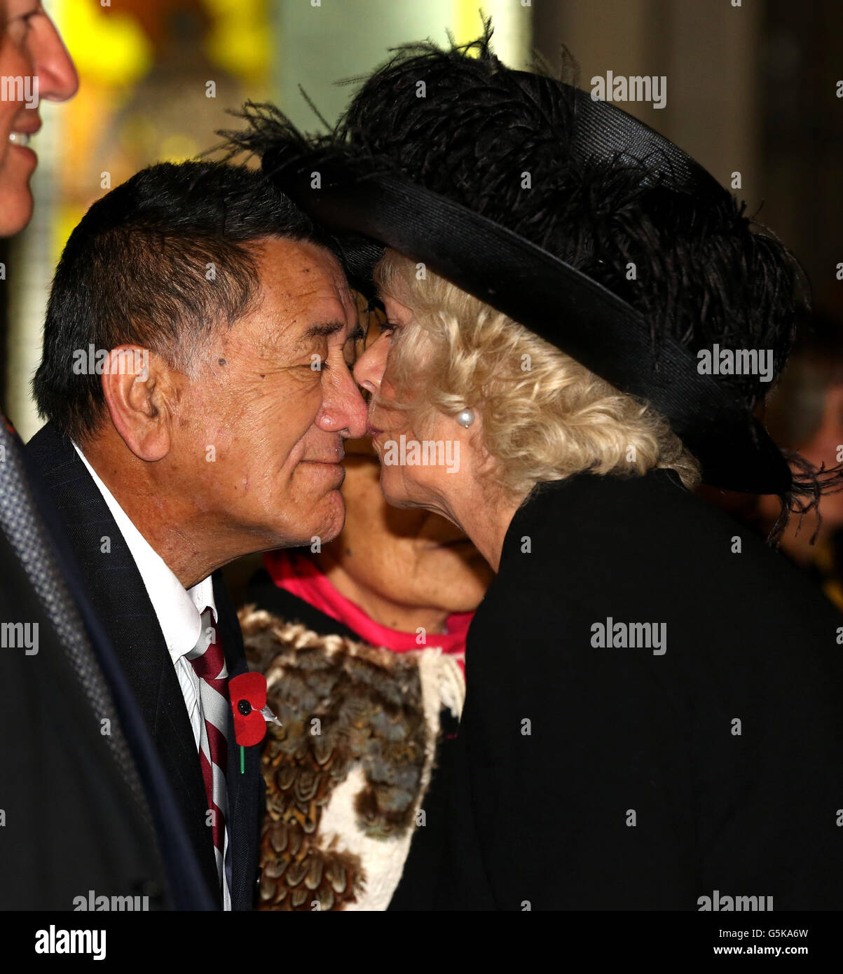 The Duchess of Cornwall is greeted with a traditional Maori hongi by ...