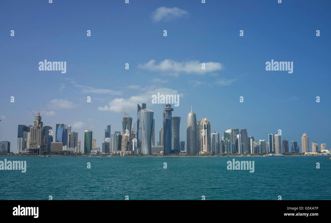 Doha city skyline on waterfront, Doha, Qatar Stock Photo - Alamy