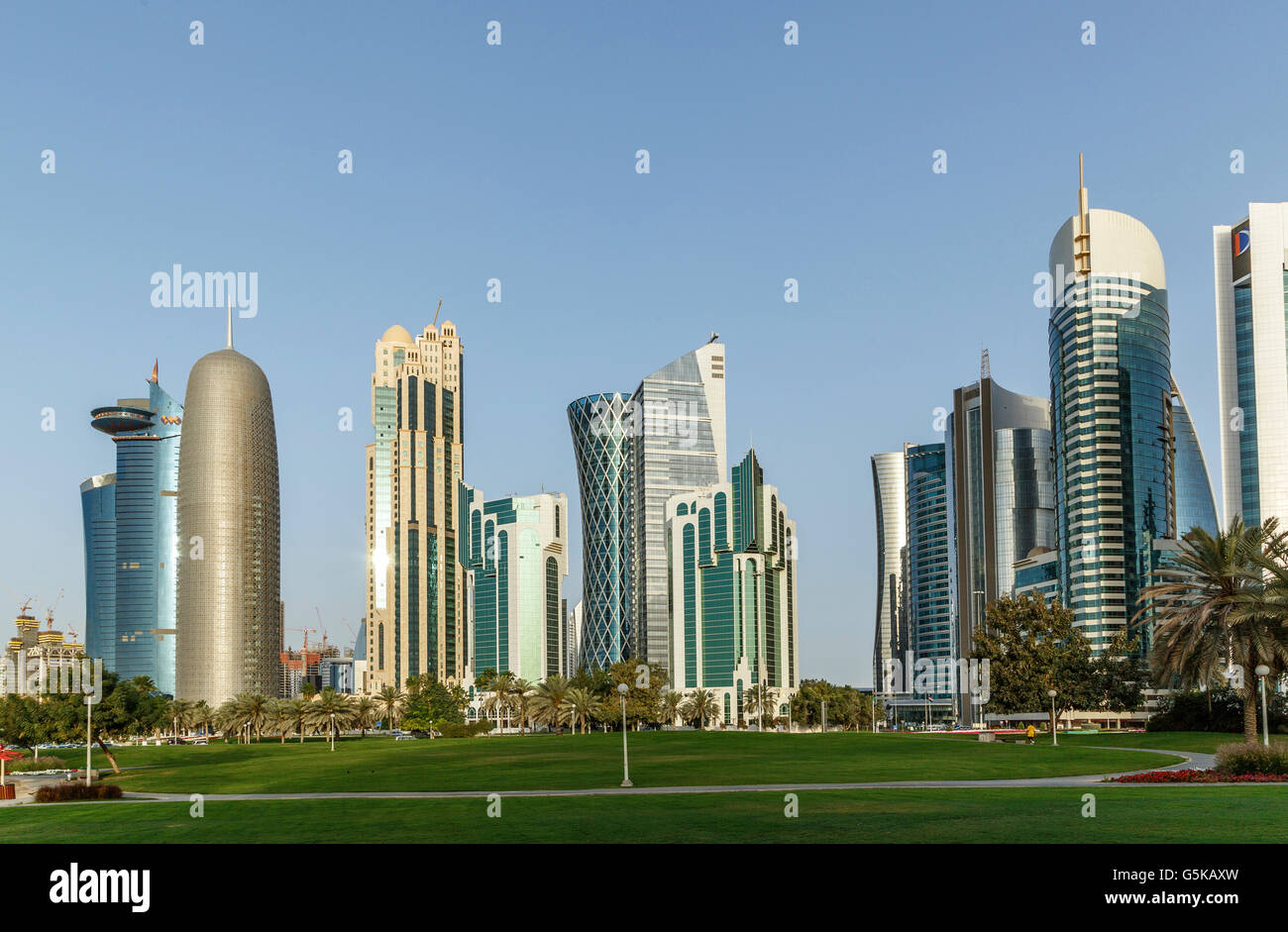 Highrise buildings in Doha cityscape, Doha, Qatar Stock Photo - Alamy