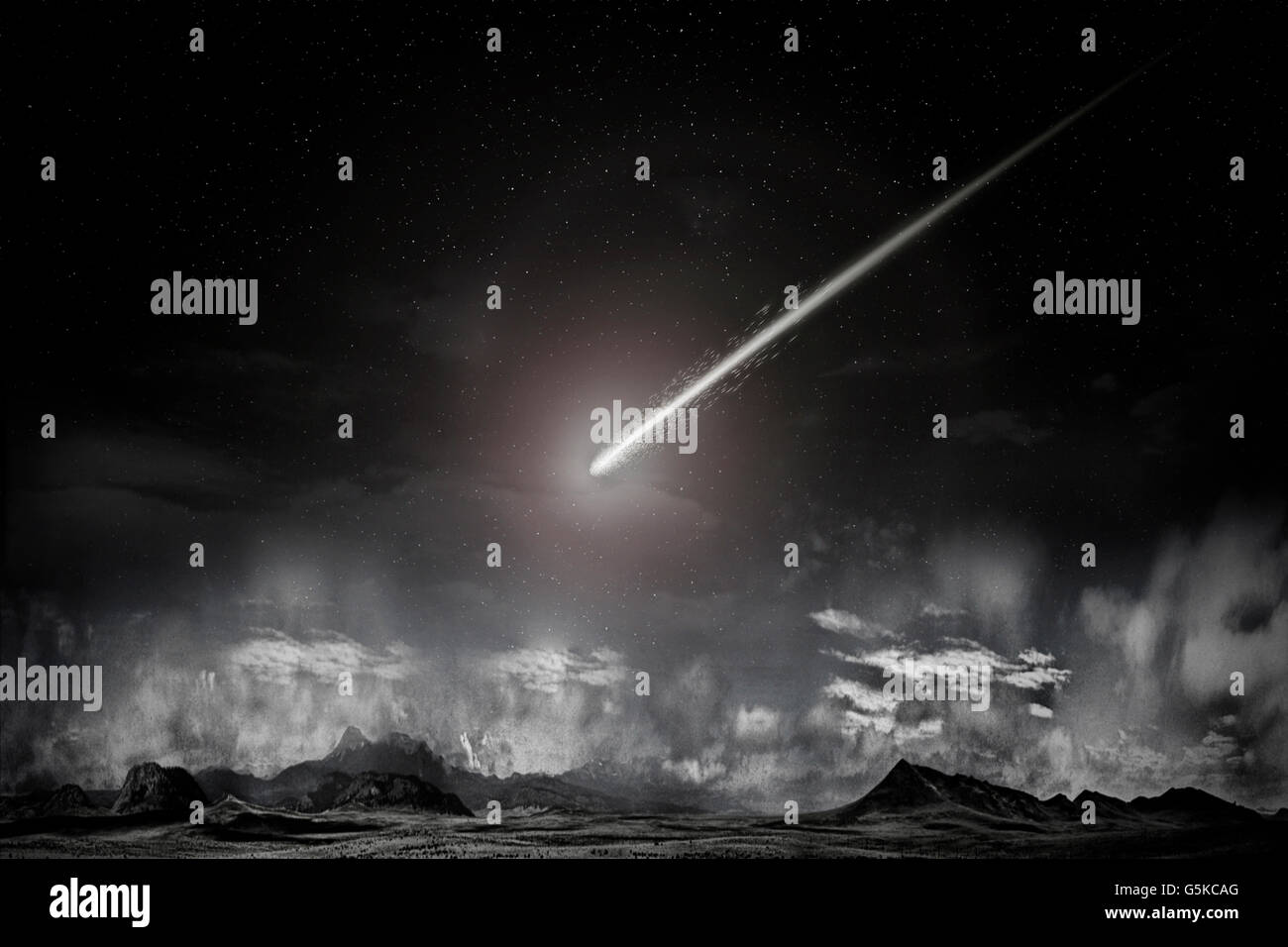 Comet over remote landscape Stock Photo - Alamy