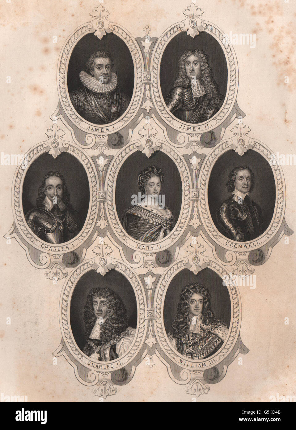 BRITISH MONARCHS: James I & II Charles I & II Mary II Cromwell William ...