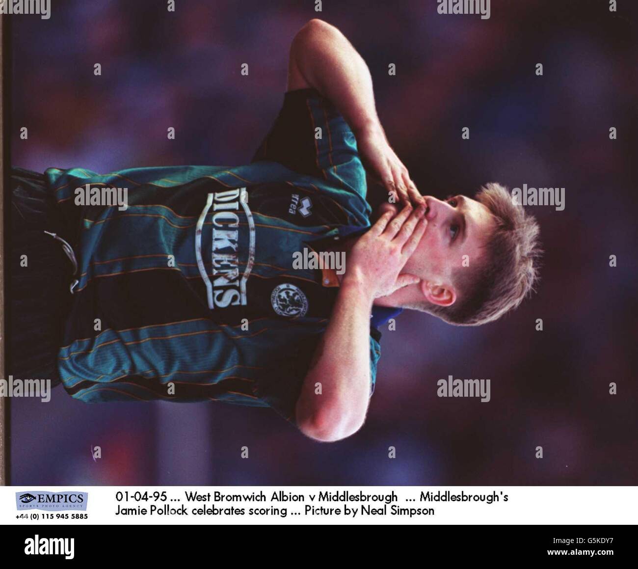 Middlesbroughs jamie pollock celebrates scoring hi-res stock ...