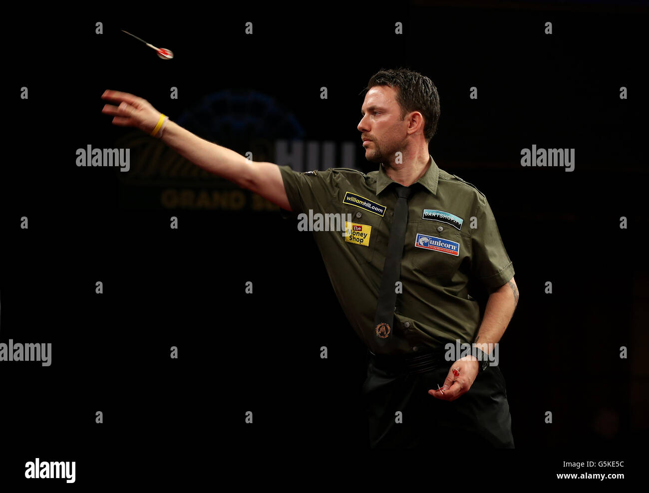 Paul nicholson throws during his match against andy hamilton hi-res ...
