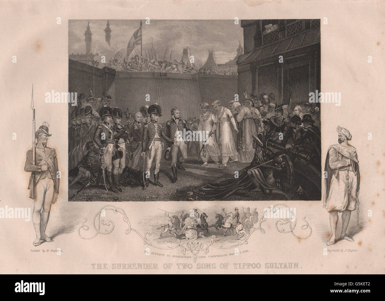3RD ANGLO-MYSORE WAR: The Surrender of Tipu Sultan's sons. Cornwallis ...