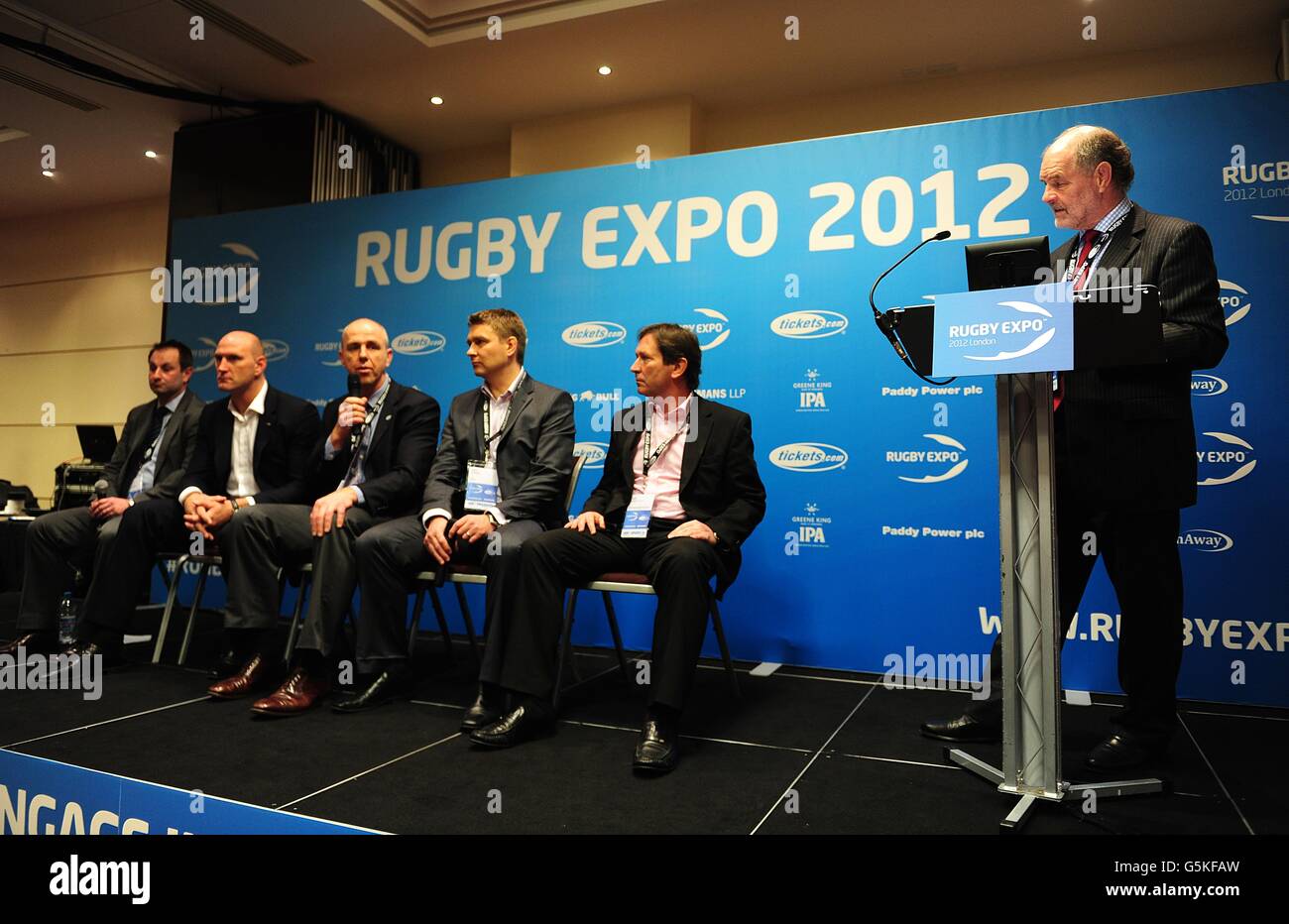 TalkSport's John Taylor (far right) hosts a talk with (left to right ...