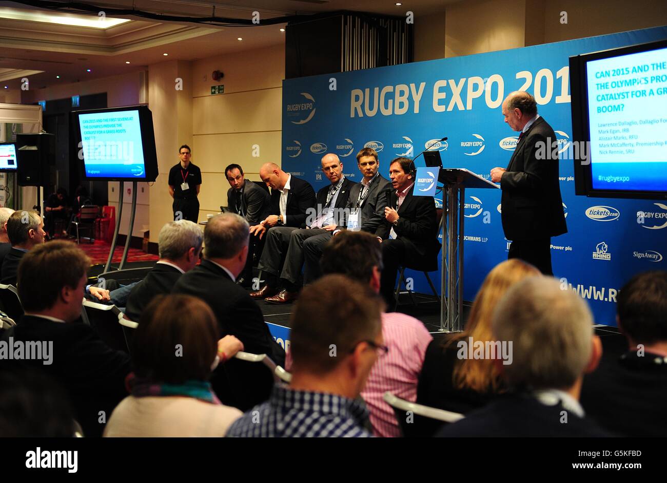 TalkSport's John Taylor (far right) hosts a talk with (left to right ...