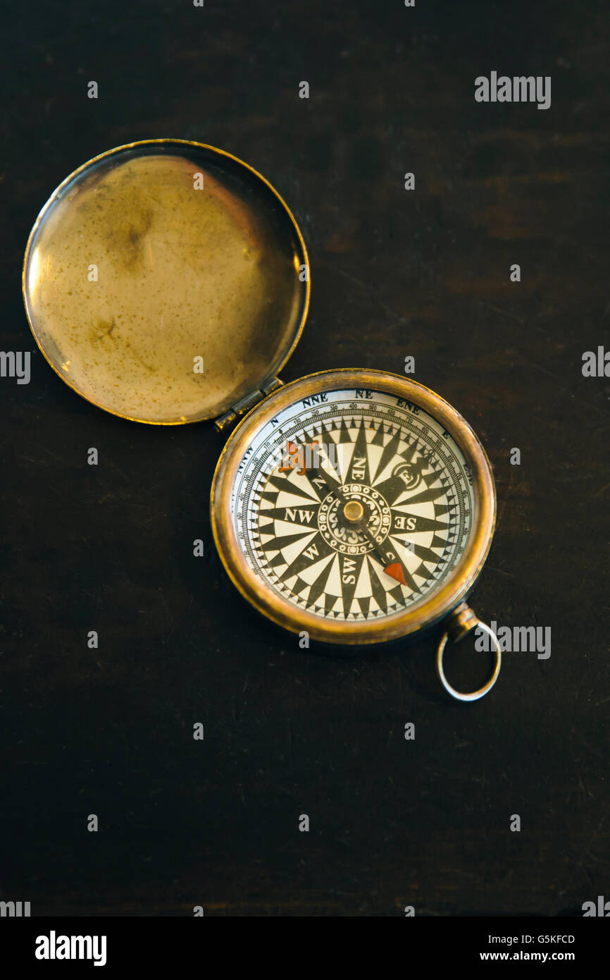 Close up of vintage compass Stock Photo - Alamy