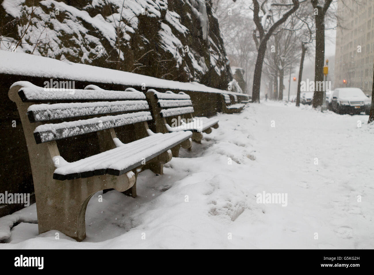 Snow Storm Park Bench Snowfall Rates Expected To Increase As Much Of