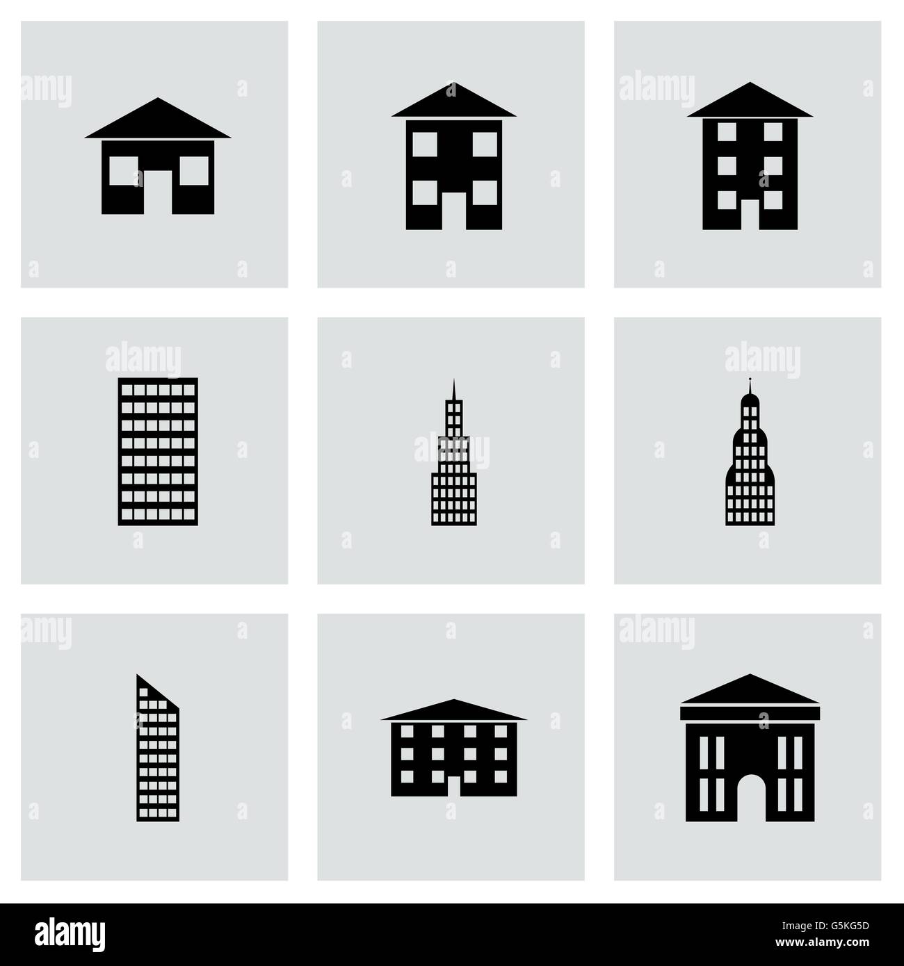 Vector black buildings icon set Stock Vector Image & Art - Alamy