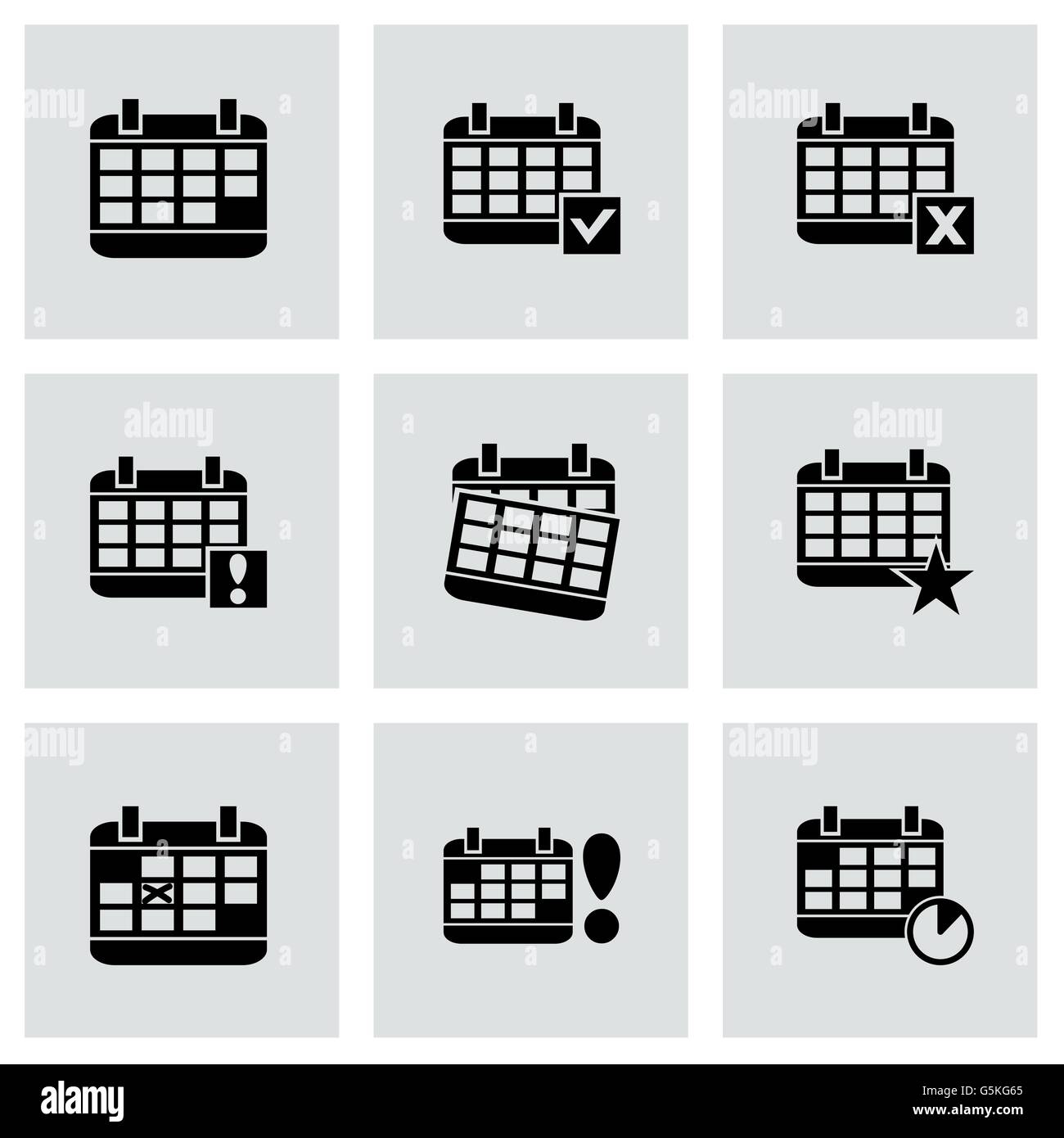 Vector black calendar icon set Stock Vector Image & Art - Alamy
