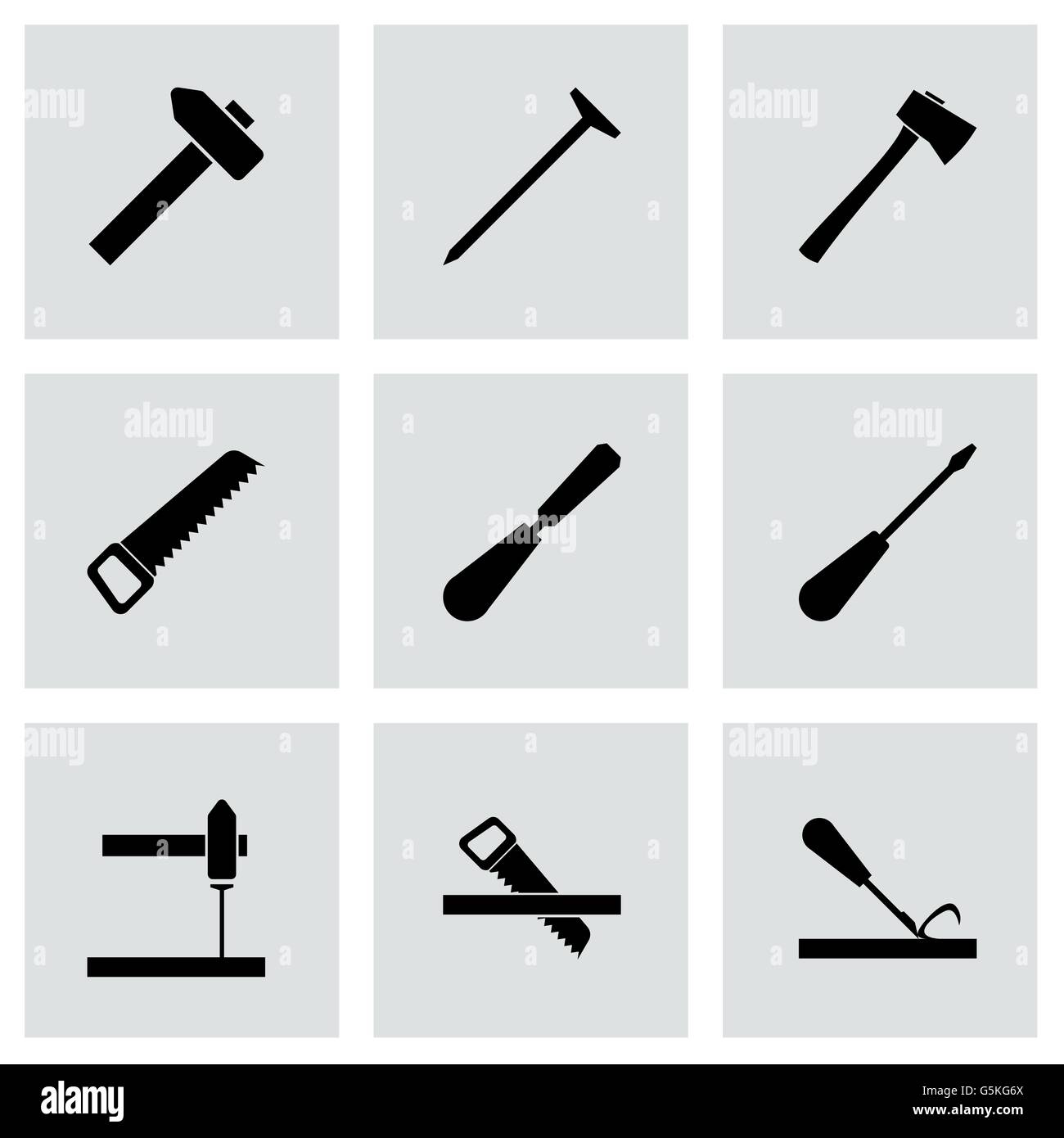 Vector black carpentry icon set Stock Vector Image & Art - Alamy
