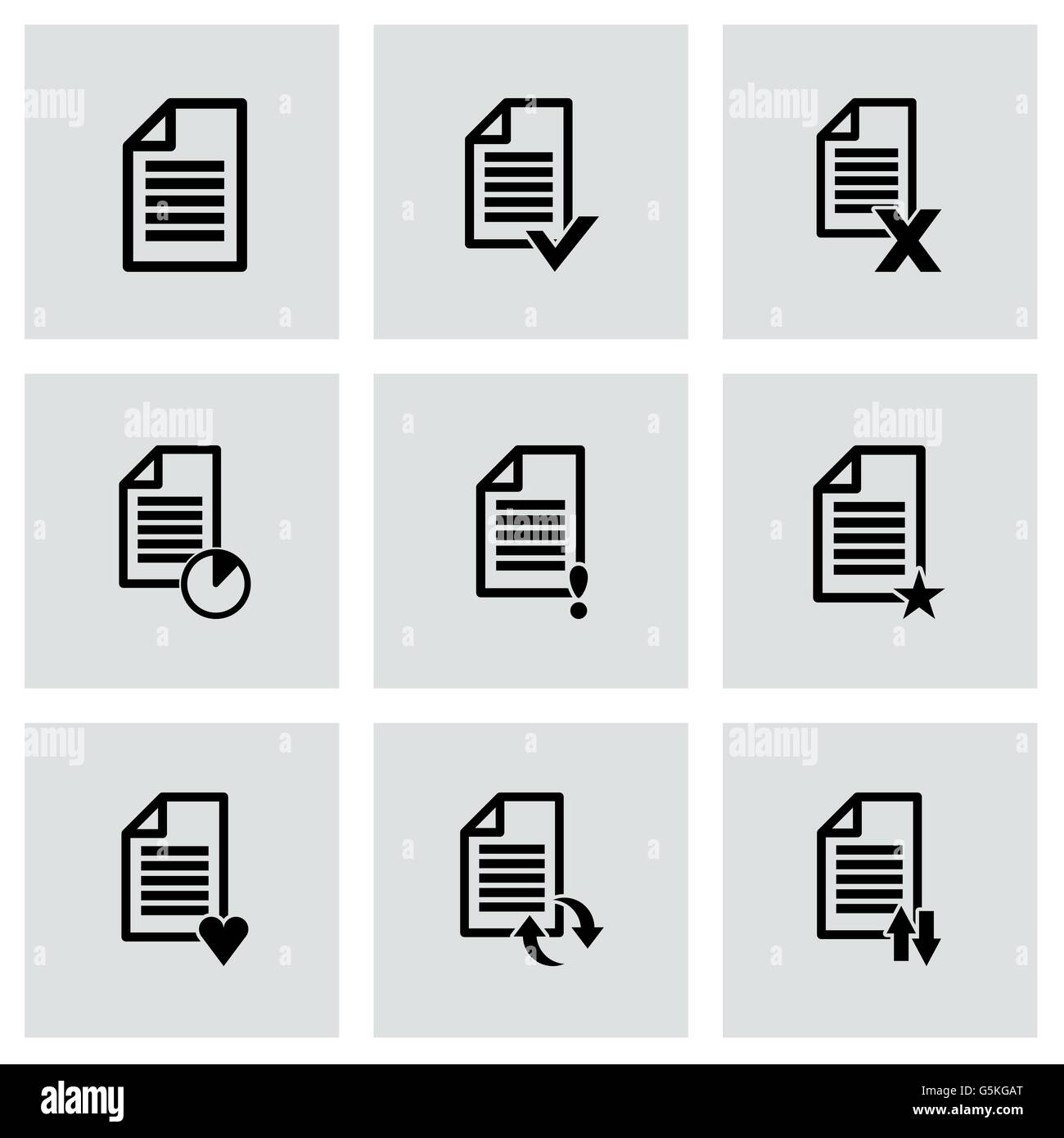 Vector black document icon set Stock Vector Image & Art - Alamy