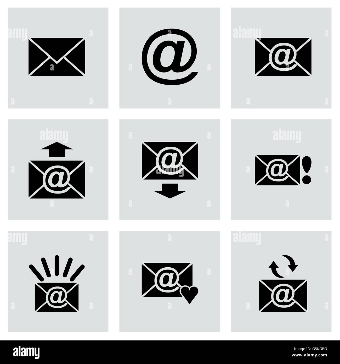 Vector black email icon set Stock Vector Image & Art - Alamy