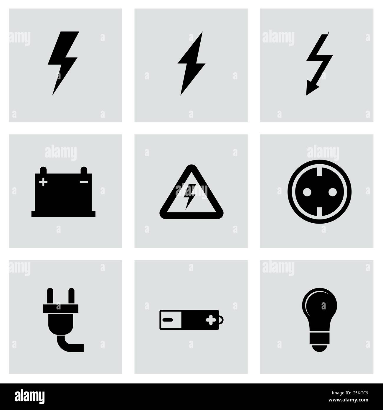 Vector black electricity icon set Stock Vector Image & Art - Alamy