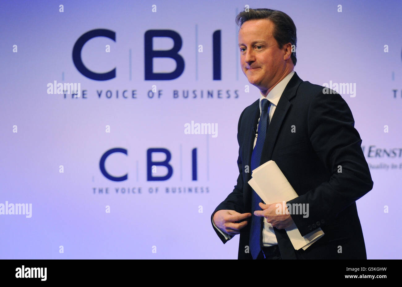 Prime Minister David Cameron makes a speech, during the CBI conference ...
