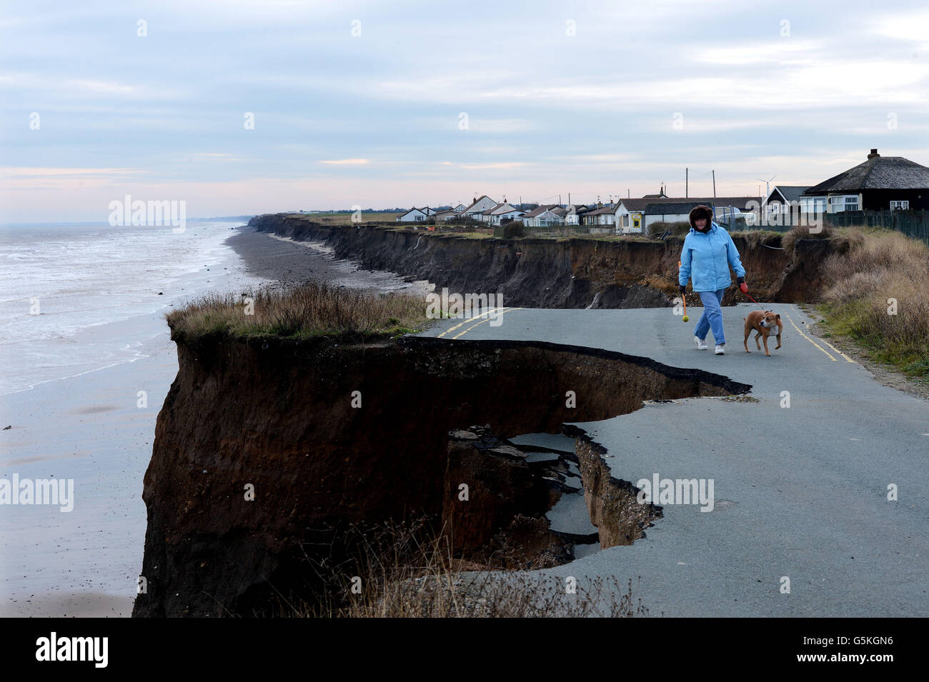 The coastal road between Skipsea and Ulrome collapses into the North ...