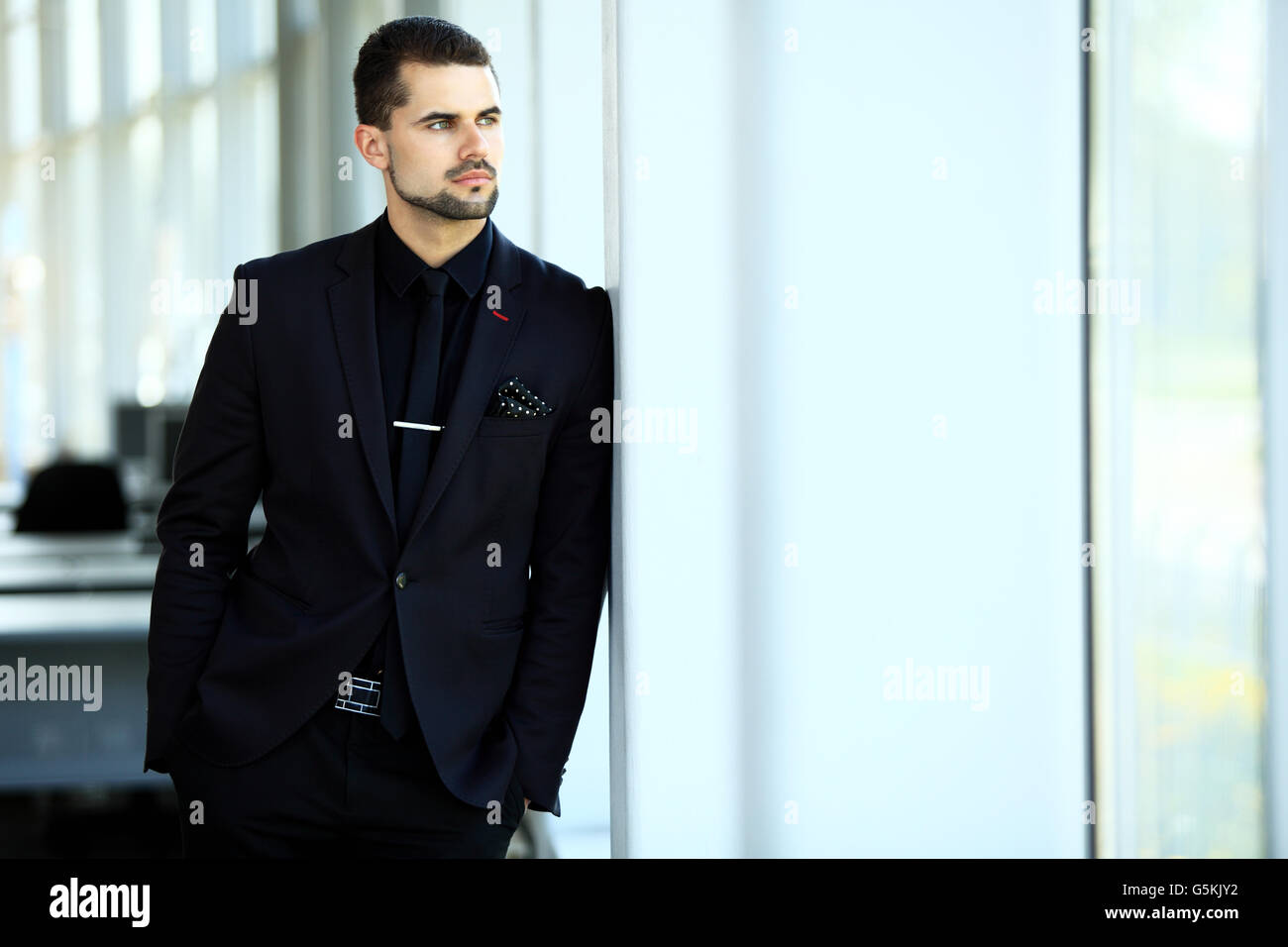 Handsome smiling confident businessman portrait Stock Photo - Alamy