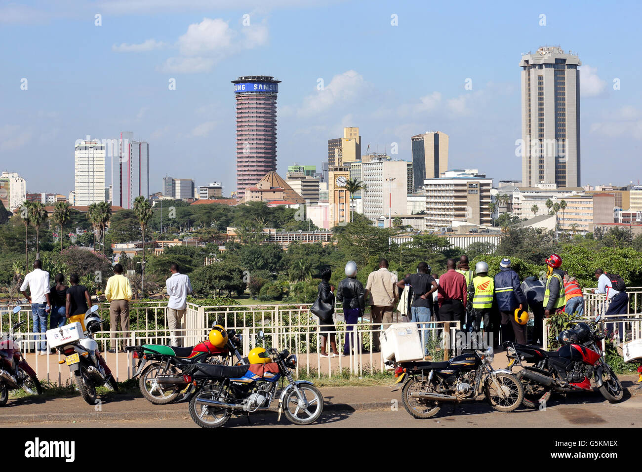Skyline of Nairobi with Uhuru park in the foreground, Nairobi, Kenya ...