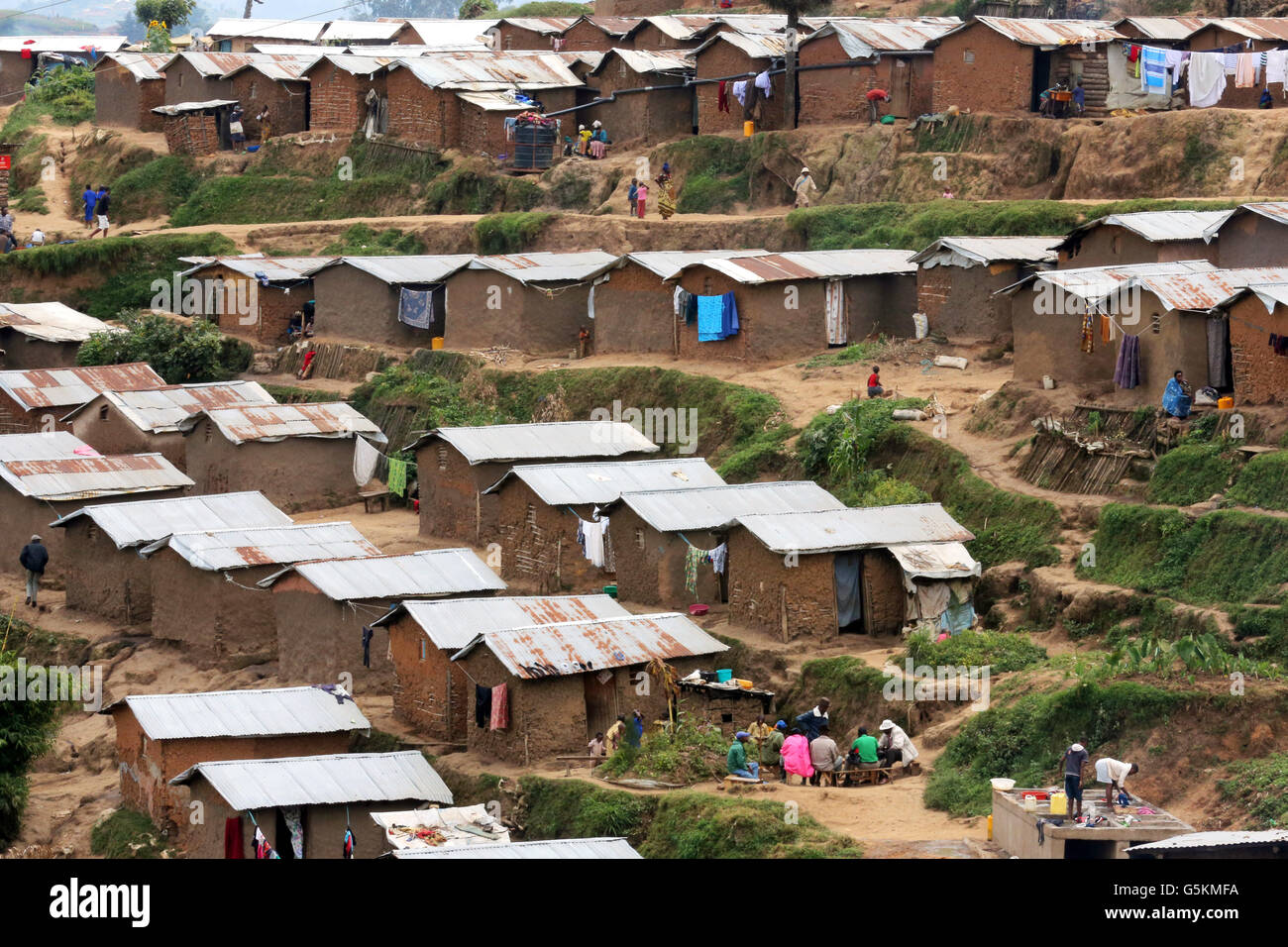 Clay huts in the Refugee Camp Kigeme near Gikongoro, Rwanda, Africa ...