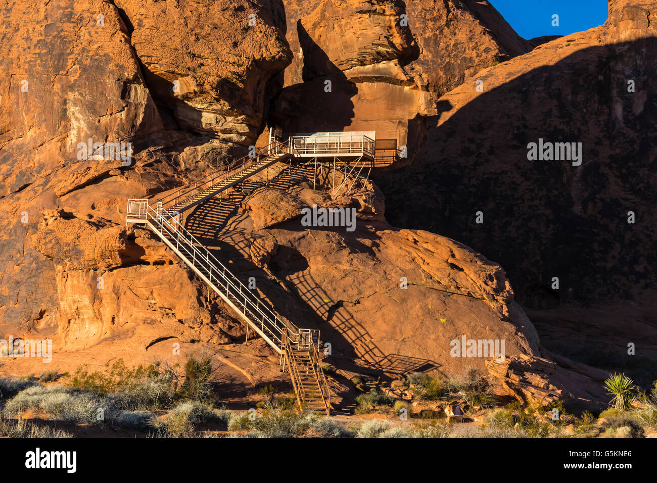 straiway to the ancient petroglyphs in the valley of fire, nv Stock ...