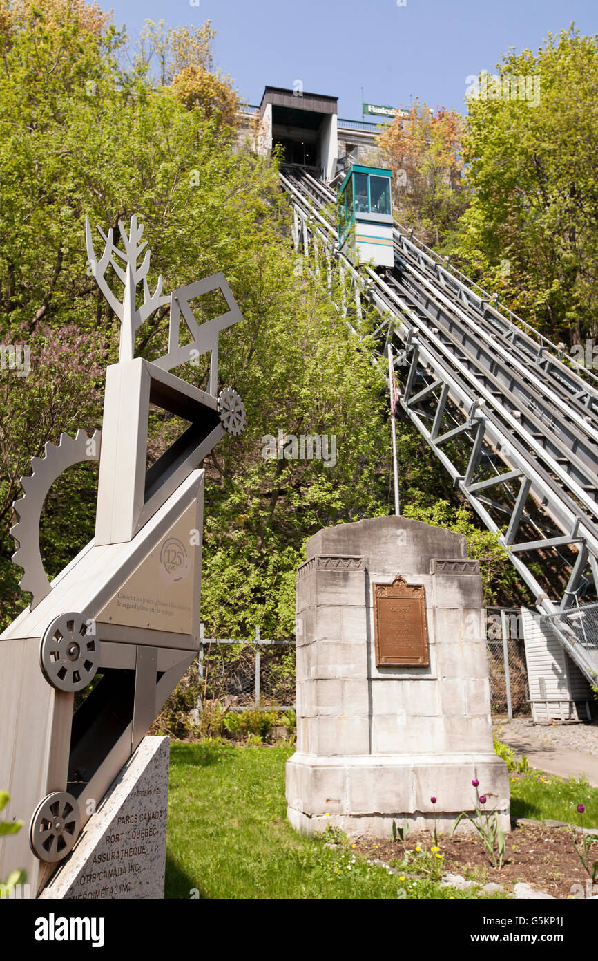 QUEBEC CITY - MAY 24, 2016: Electric funicular cableway opened in 1879 ...