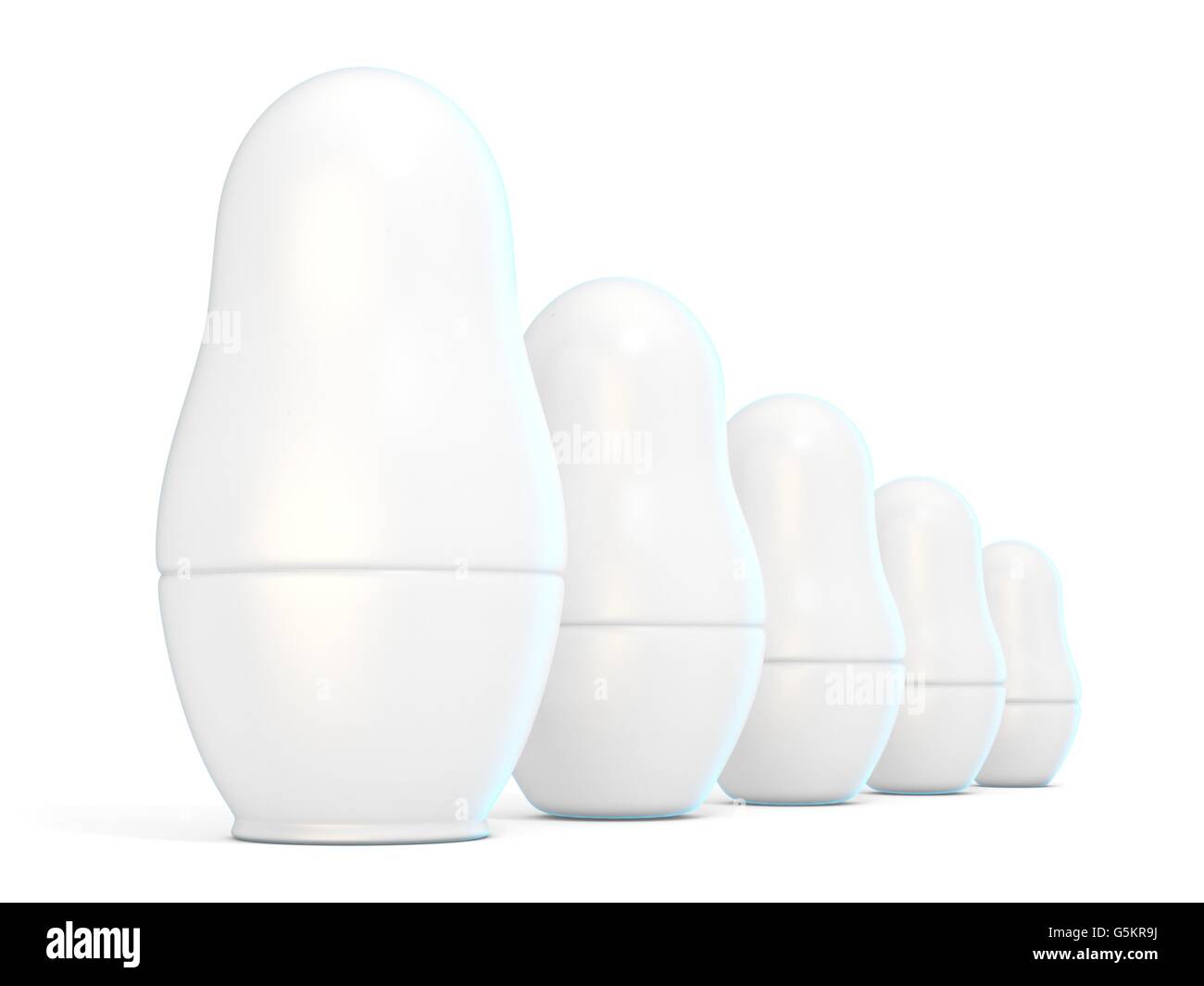 Set of white unpainted matryoshka dolls. 3D render illustration ...