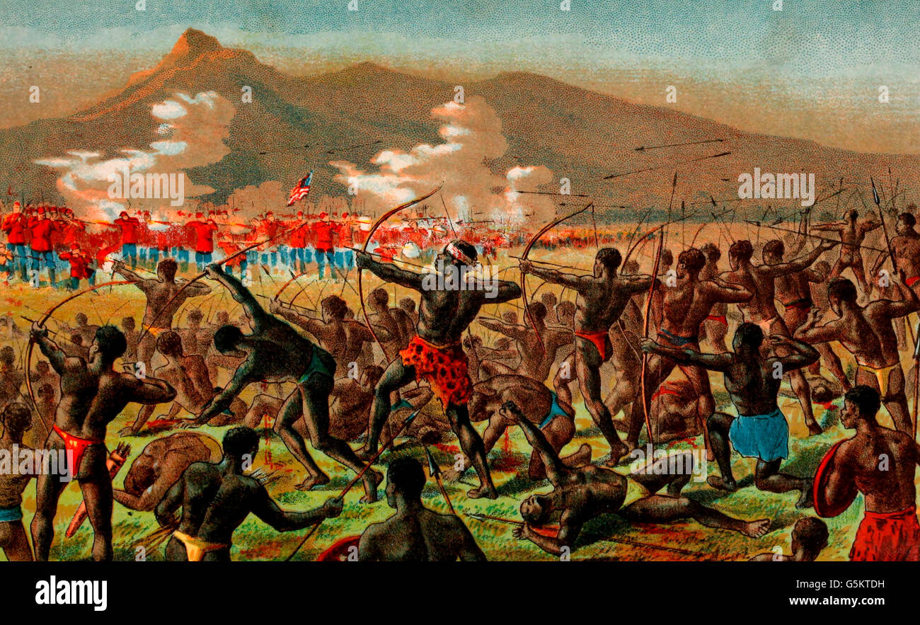 A Fierce Battle with the Natives, Africa, circa 1870 Stock Photo - Alamy