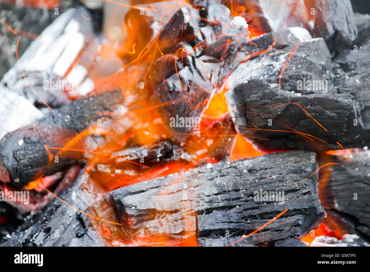 Photograph of some wood charcoal pieces and fire flames Stock Photo - Alamy