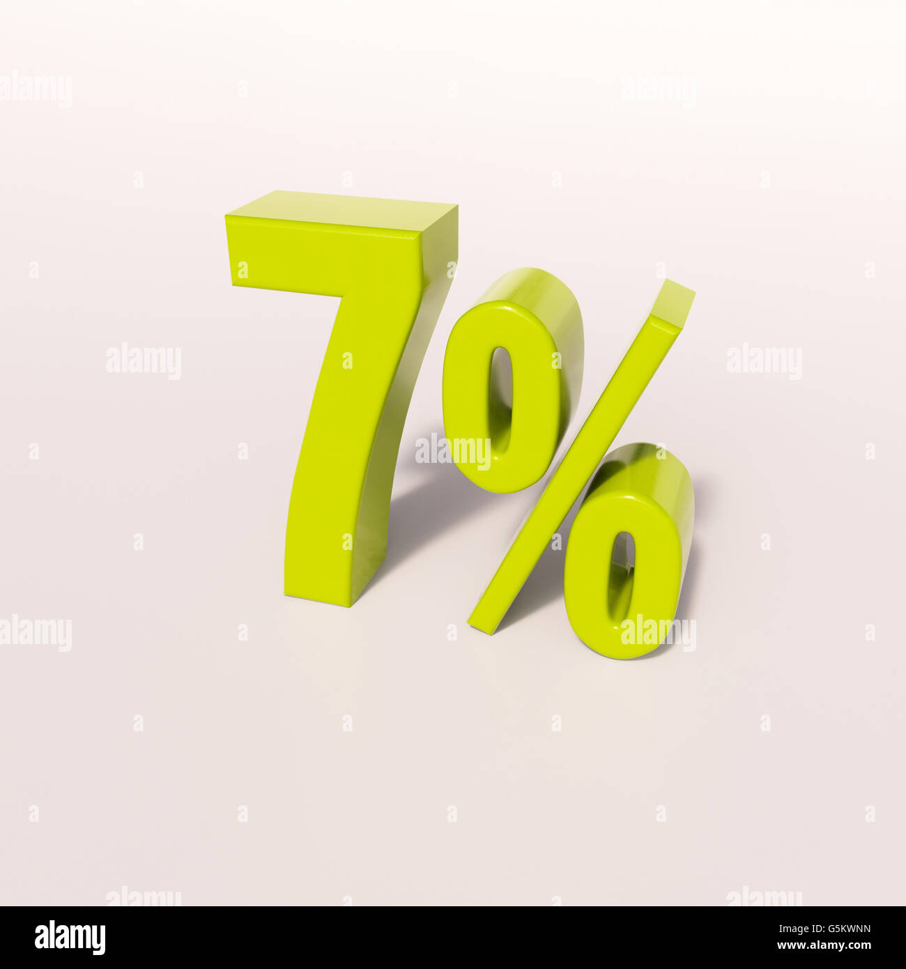 3d render: green 7 percent, percentage discount sign on white, 7 Stock ...