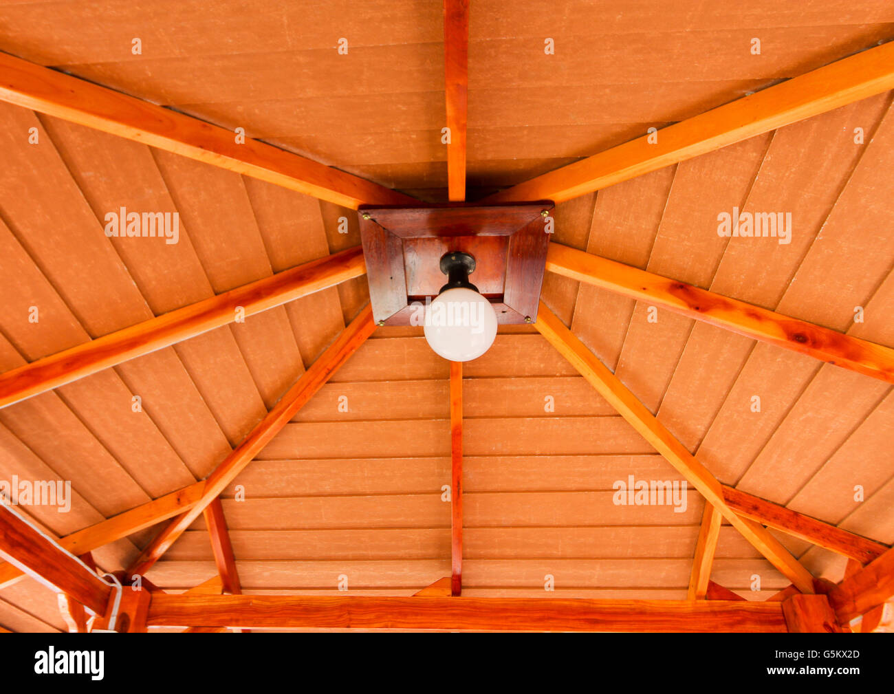 lamp on a wooden ceilings Stock Photo - Alamy