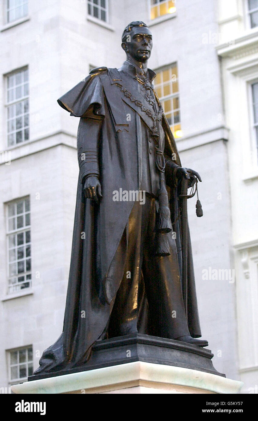 The statue of King George VI, late husband of the Queen Mother, looking ...