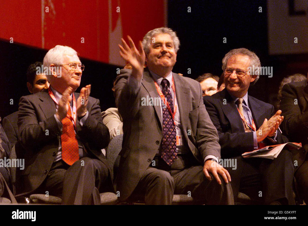 First Minister for Wales Rhodri Morgan MP (centre) is applauded at the ...