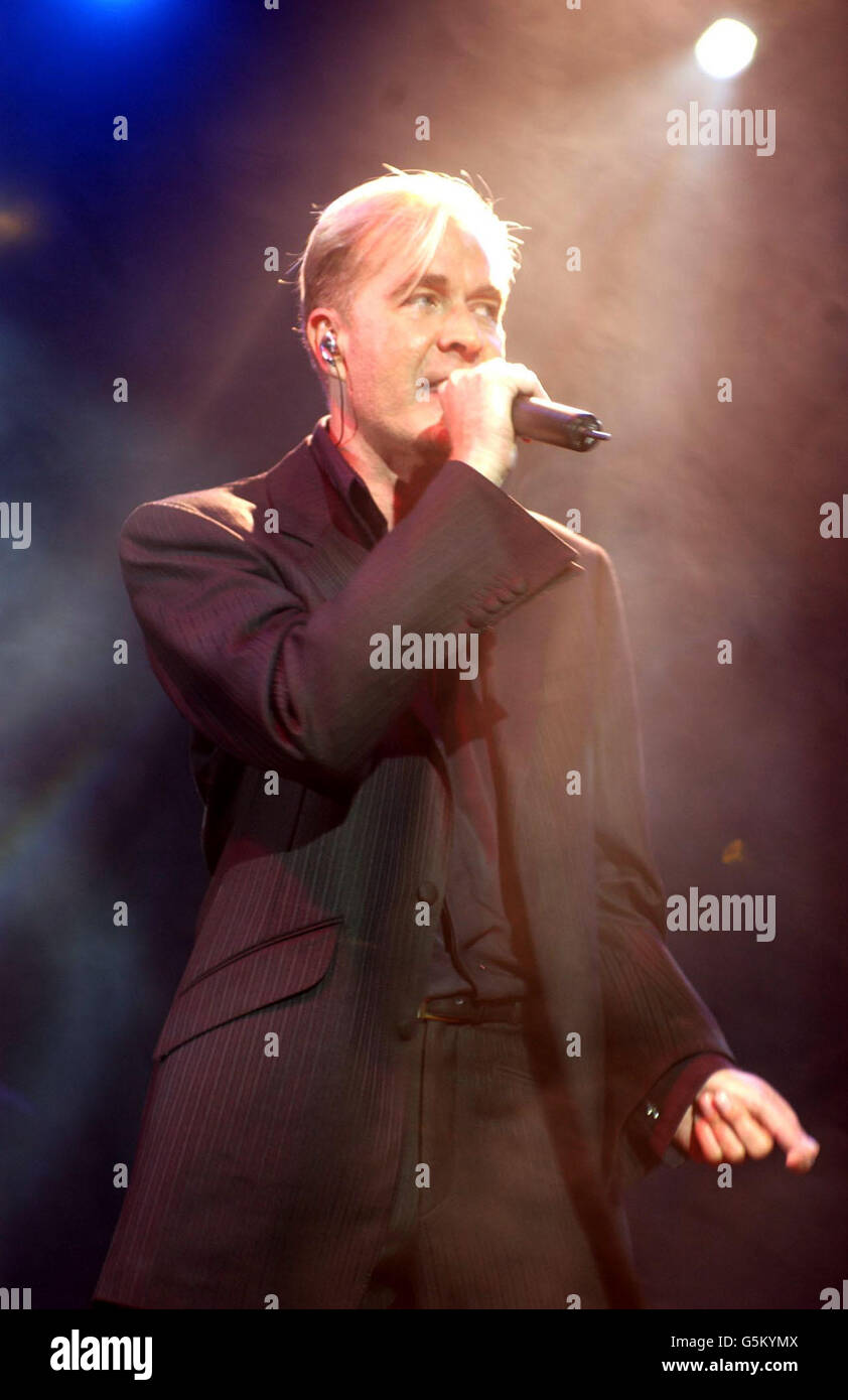 Martin Fry, lead singer of eighties pop group ABC performs on stage at ...