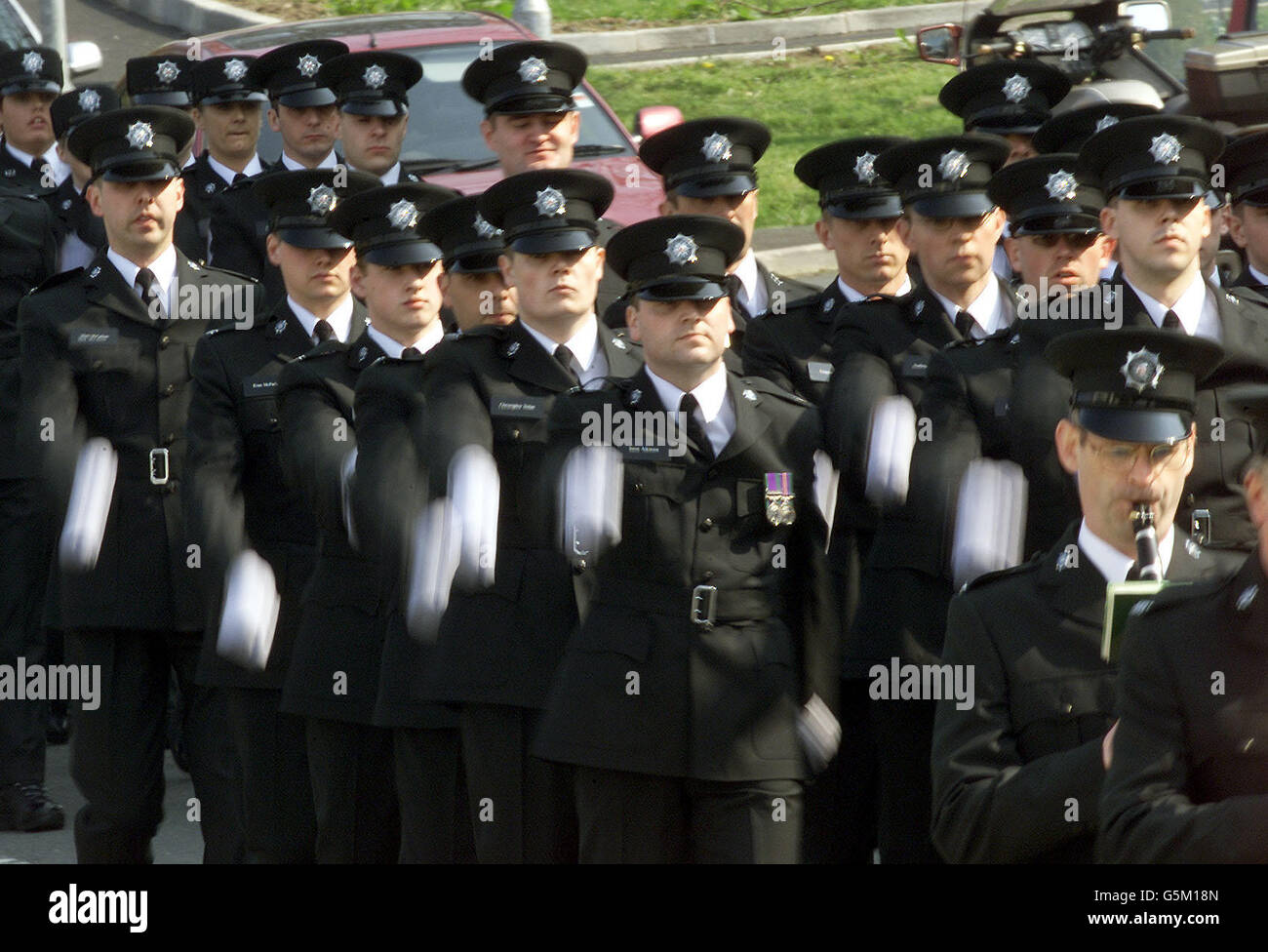 The first recruits of the Northern Ireland Police Service (PSNI), march ...