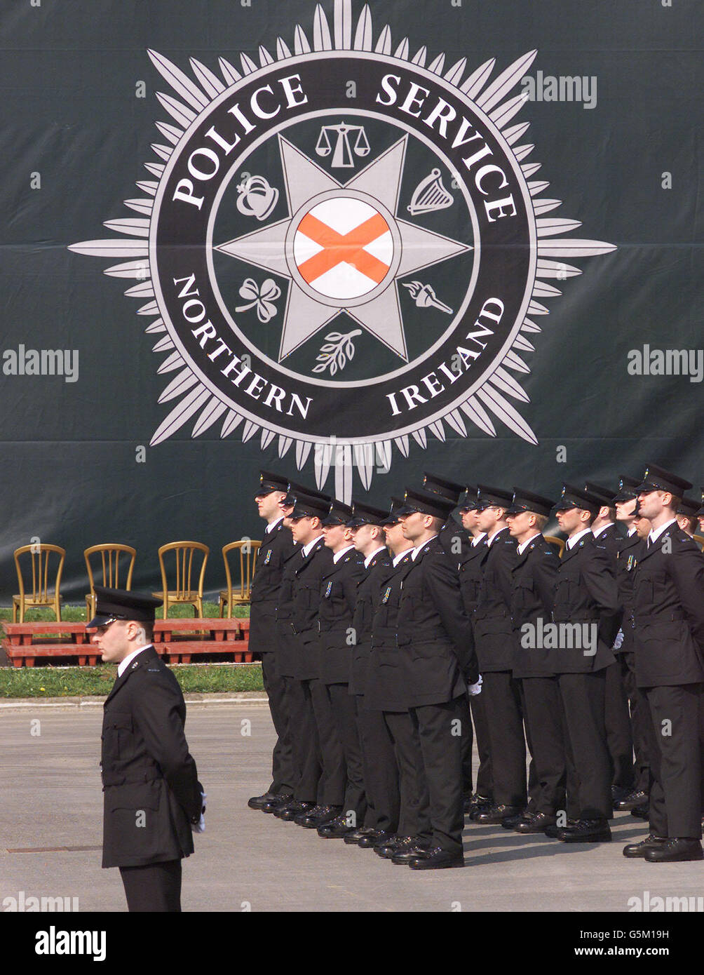 The first recruits of the Northern Ireland Police Service (PSNI), march ...