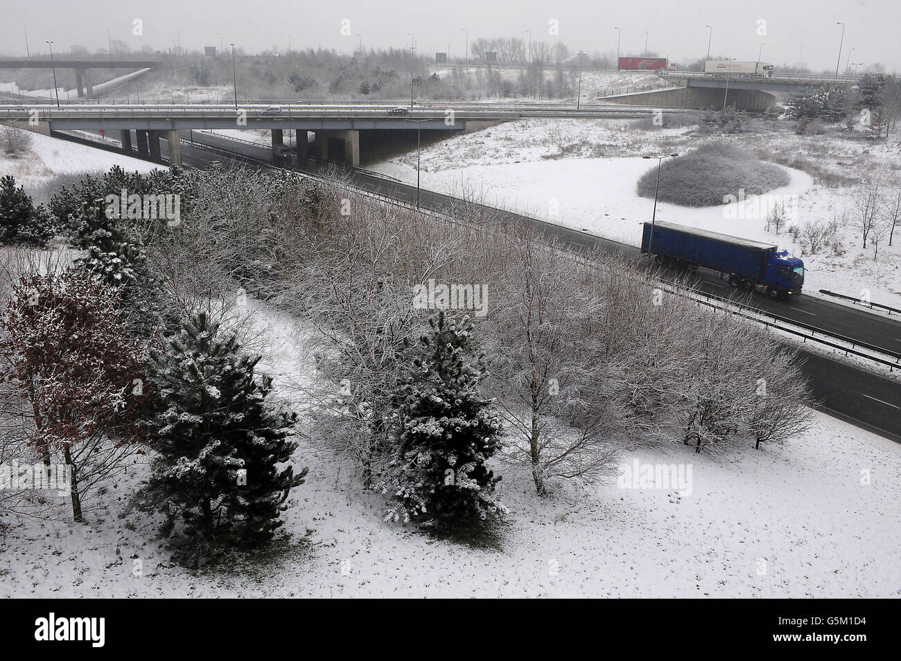 General view of A50 Motorway in Derbyshire, as the winter weather ...