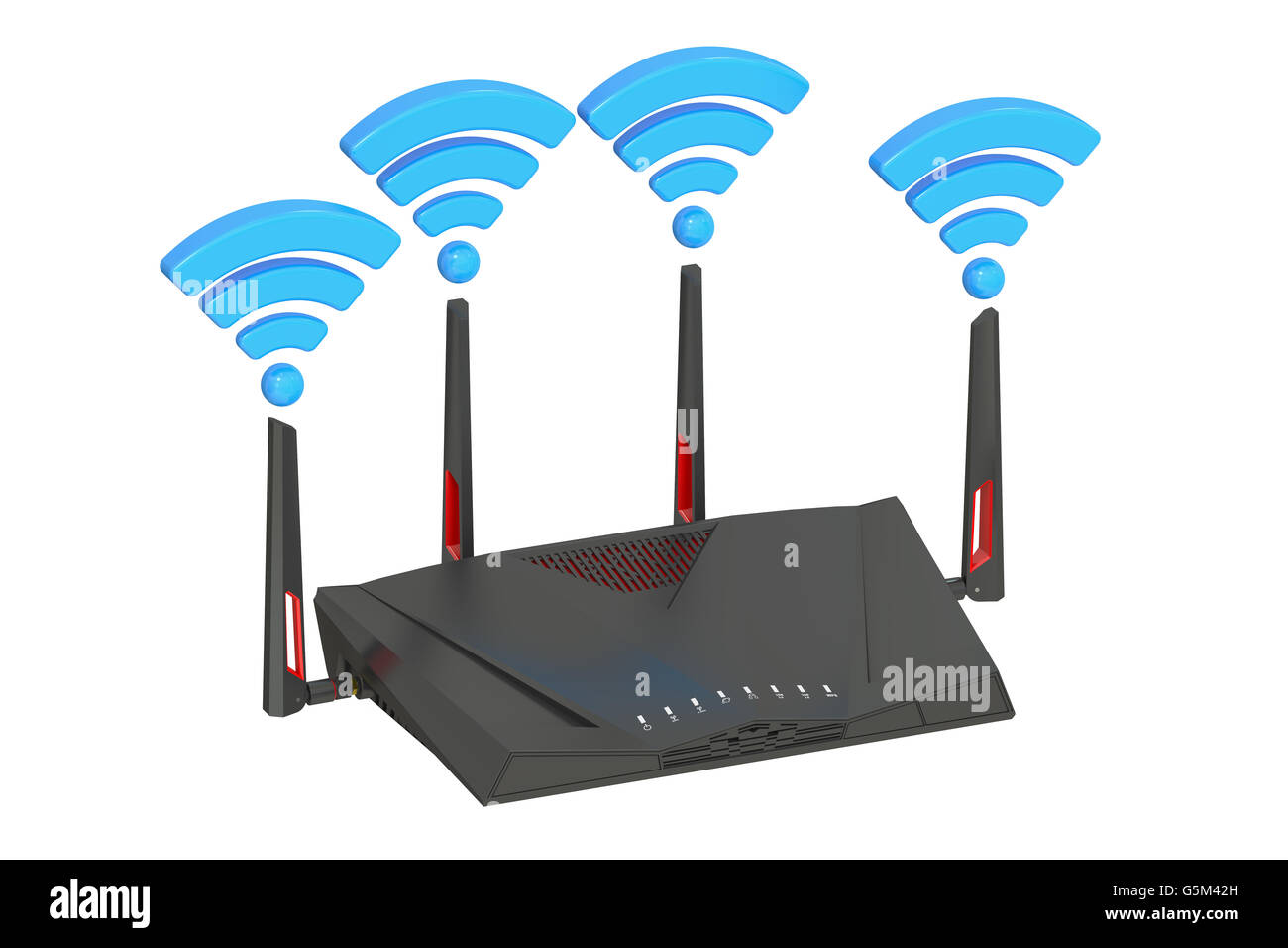 Dual-Band Wireless internet router, 3D rendering isolated on white ...