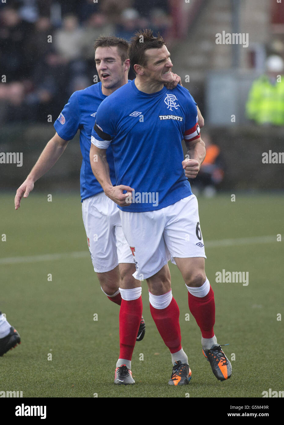 Rangers captain Lee McCulloch celebrates his first goal from the ...
